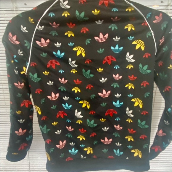 adidas | Shirts & Tops | Adidas Kid Funky Sweatshirt Zip Up Black With ...